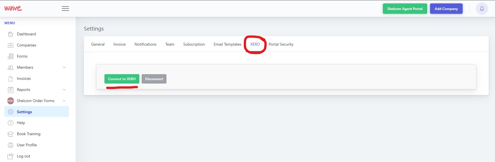 How to connect your Xero Blue to Waive
